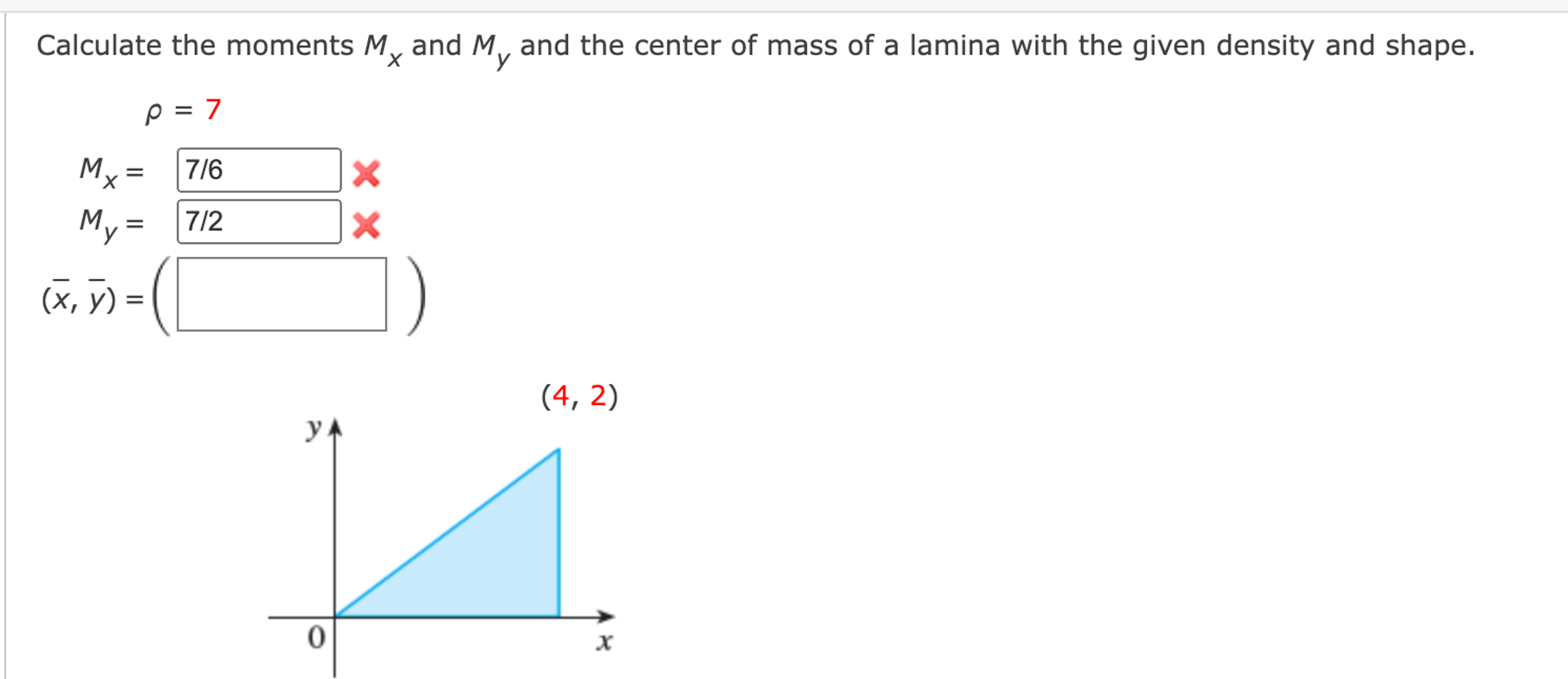 Solved Calculate the moments Mx ﻿and My ﻿and the center of | Chegg.com