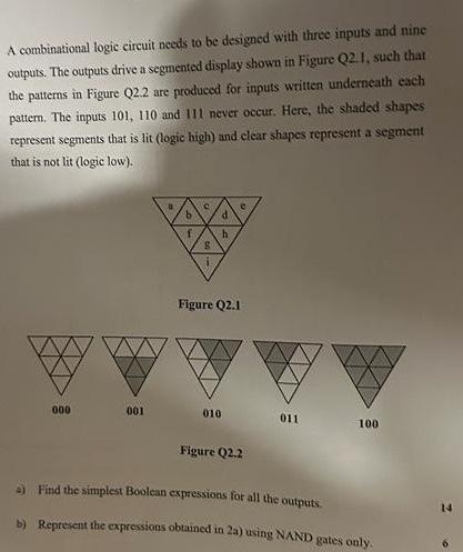 Solved A combinational logic circuit needs to be designed | Chegg.com