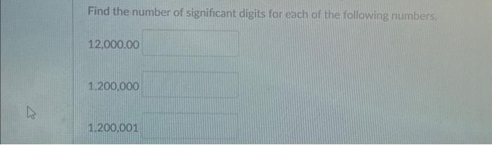 Solved Find the number of significant digits for each of the | Chegg.com