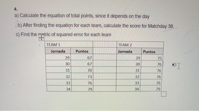 Solved a) Calculate the equation of total points, since it | Chegg.com