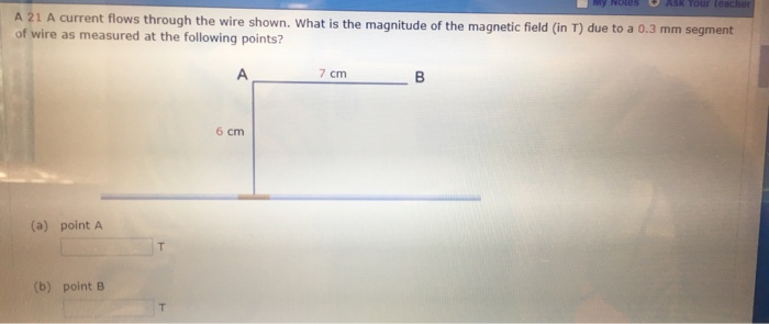Solved A 21 A current flows through the wire shown. What is | Chegg.com