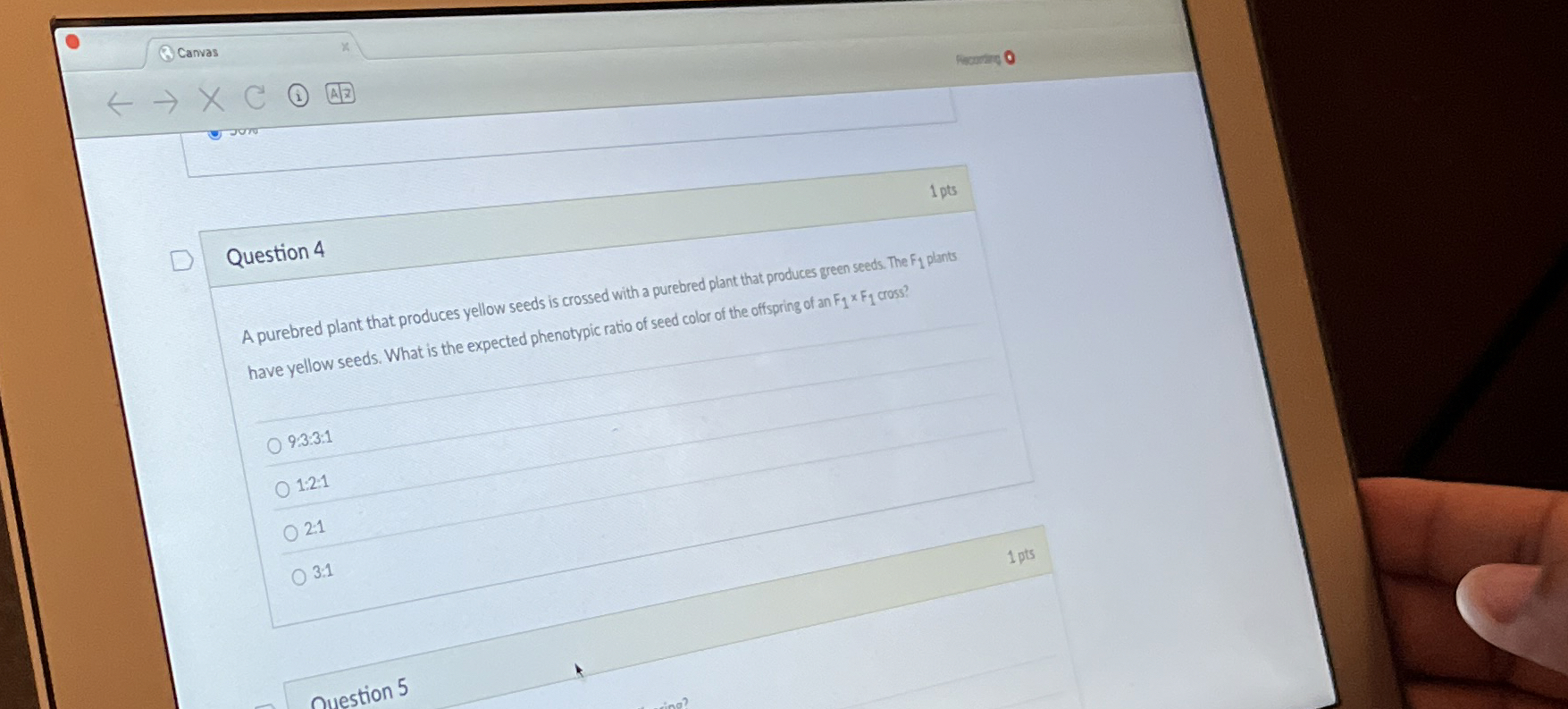 Solved CanvasJom(A)Question 41 ﻿ptsA purebred plant that | Chegg.com