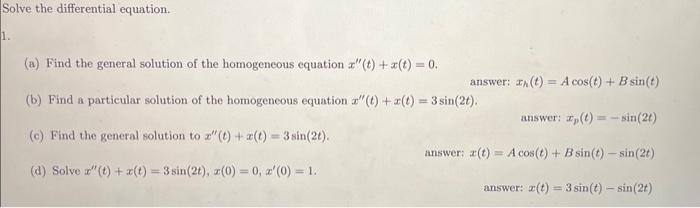 Solved (a) Find the general solution of the homogeneous | Chegg.com