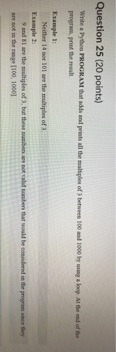 Solved Question 25 (20 points) Write a Python PROGRAM that | Chegg.com