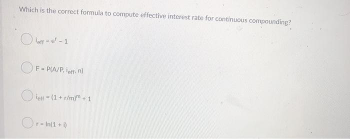 Solved Which is the correct formula to compute effective | Chegg.com