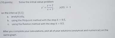 (10 ﻿points) ﻿Solve the initial-value | Chegg.com