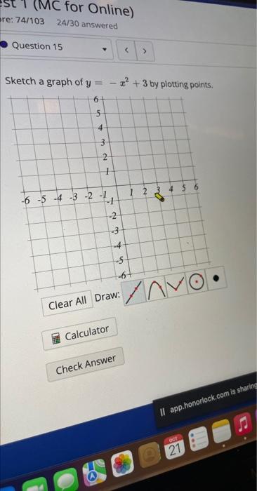 Solved Sketch a graph of y=−x2+3 by plotting points. | Chegg.com