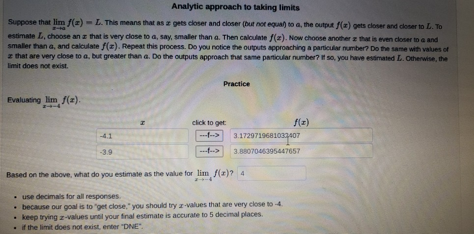 Solved ta Analytic approach to taking limits Suppose that | Chegg.com