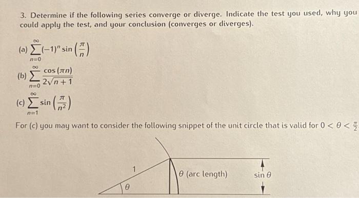 Solved 3. Determine if the following series converge or | Chegg.com