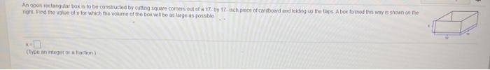 Solved An open rectangular box is to be constructed by | Chegg.com
