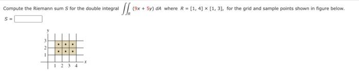 Solved Compute the Riemann sum S for the double integral . | Chegg.com