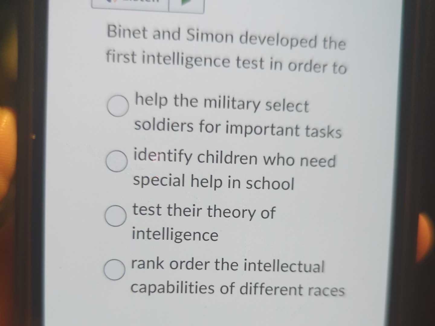 Solved Binet and Simon developed the first intelligence test | Chegg.com
