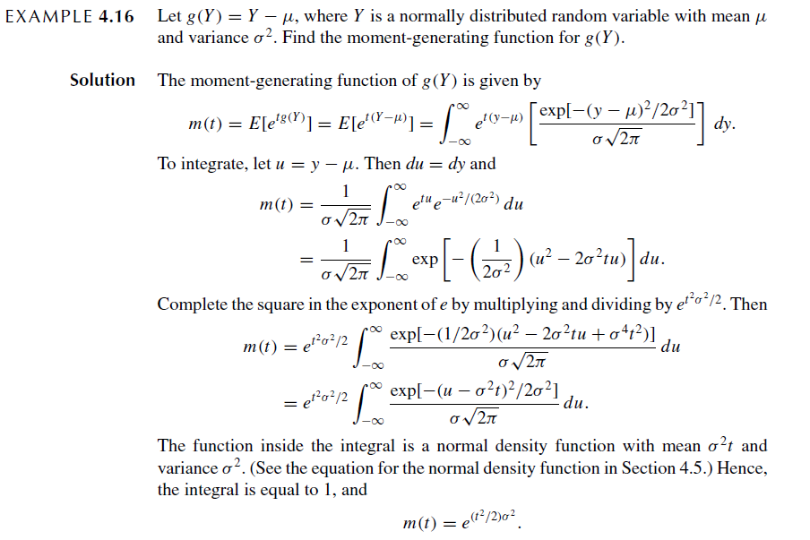 Solved: Example 4.16 derives the moment-generating function for Y ... Solved: Example 4.16 derives the moment-generating function for Y ...