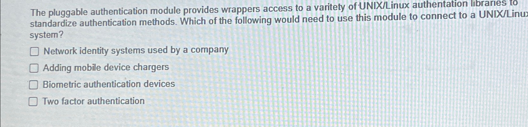 Solved The pluggable authentication module provides wrappers | Chegg.com
