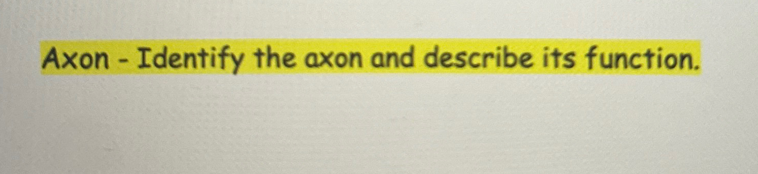 Solved Axon - ﻿Identify the axon and describe its function. | Chegg.com