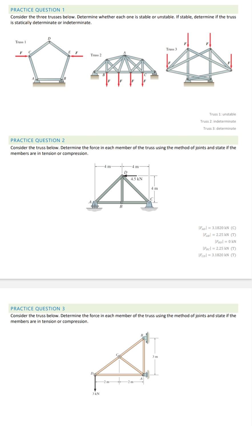Solved Consider the three trusses below. Determine whether | Chegg.com