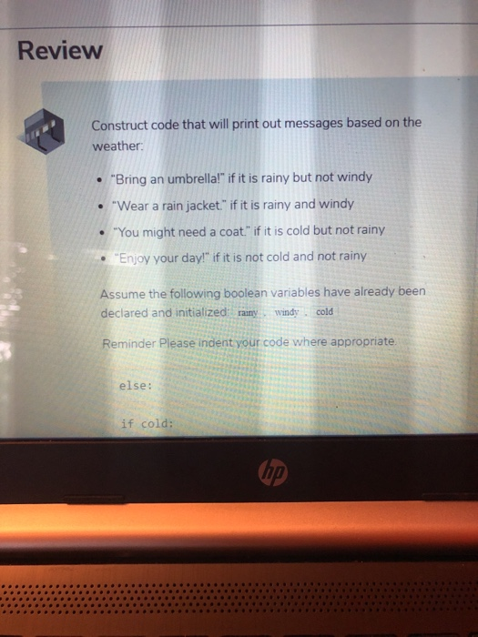 Solved Review Construct code that will print out messages | Chegg.com