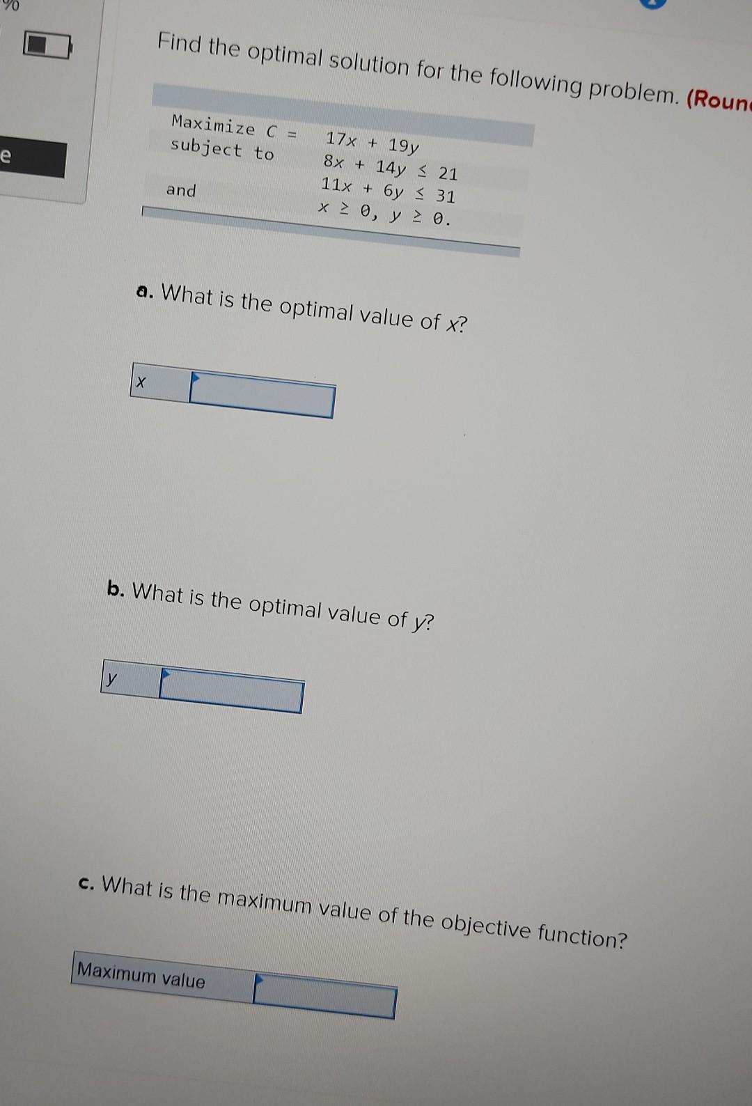 Solved Find the optimal solution for the following problem. | Chegg.com