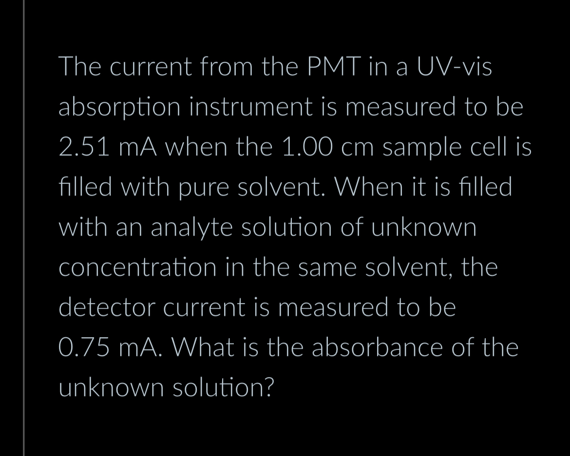 Solved The current from the PMT in a UV-vis absorption | Chegg.com