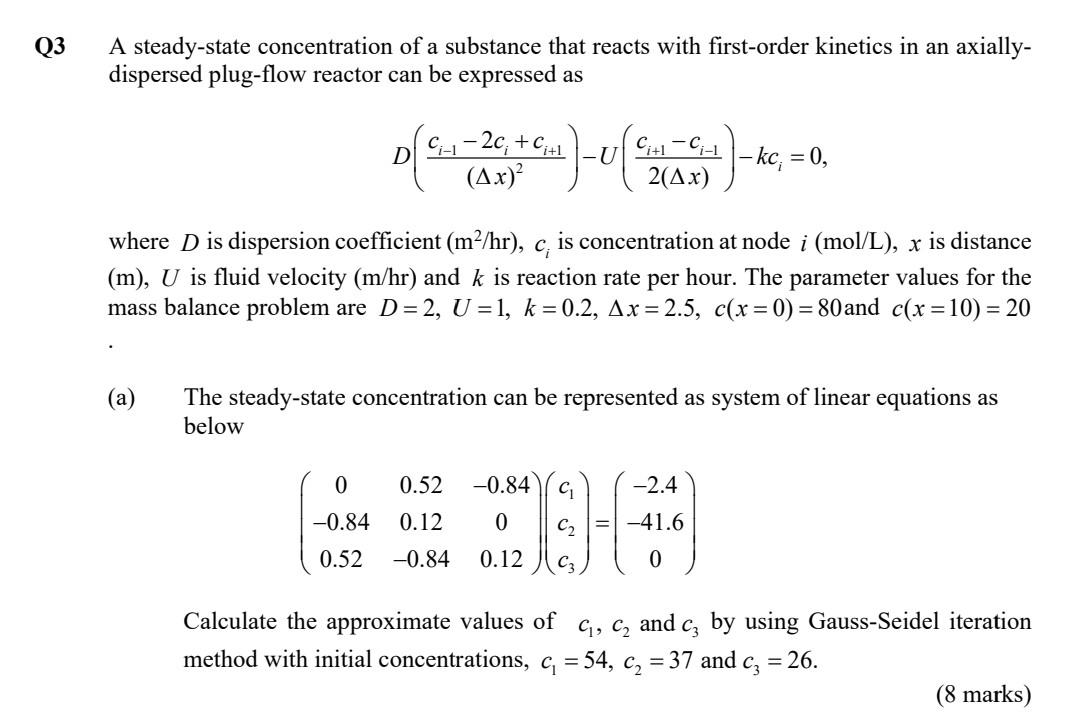 Solved Q3 A steady-state concentration of a substance that | Chegg.com