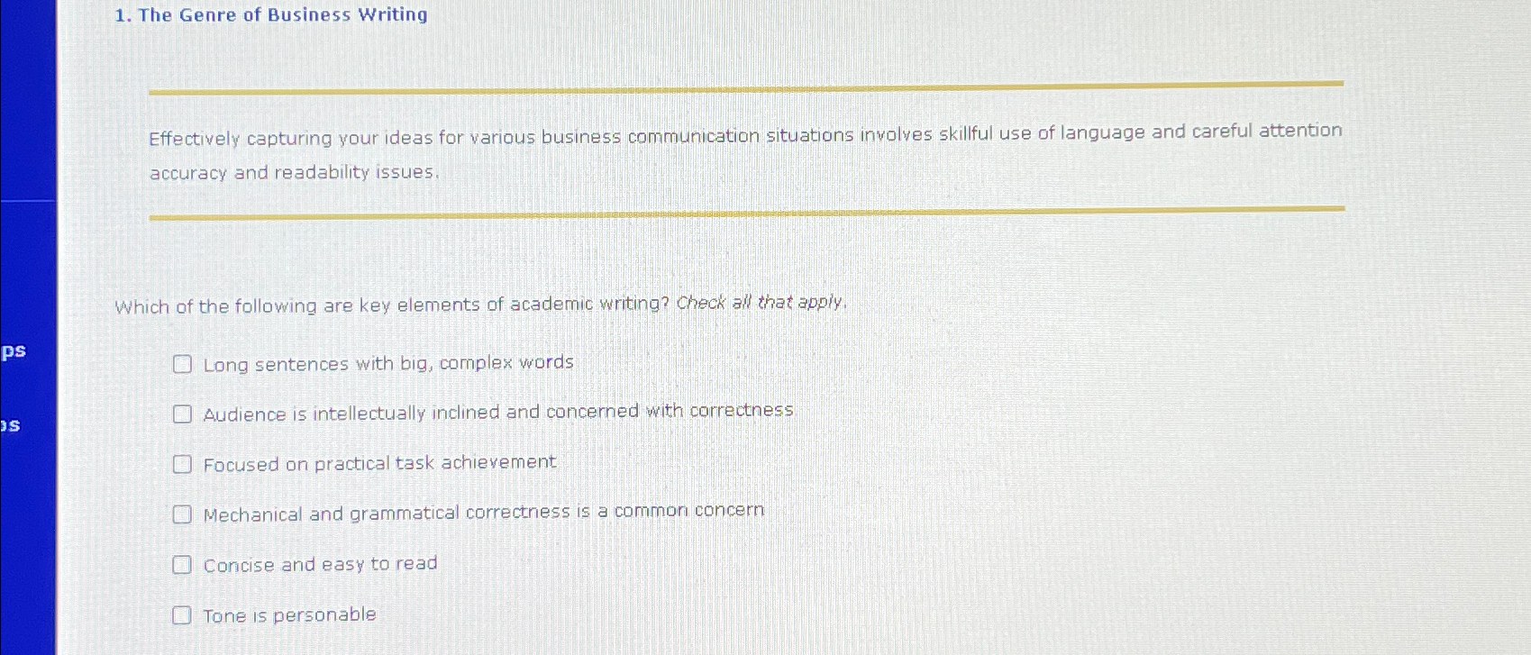 Solved The Genre of Business WritingEffectively capturing | Chegg.com