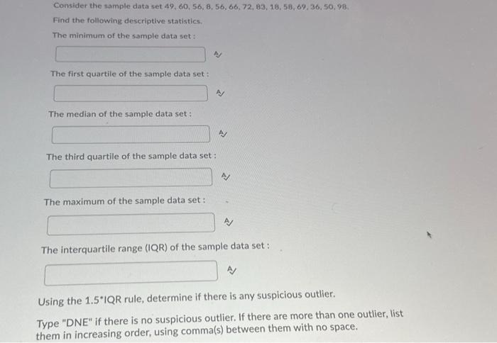 Solved Consider the sample data set | Chegg.com