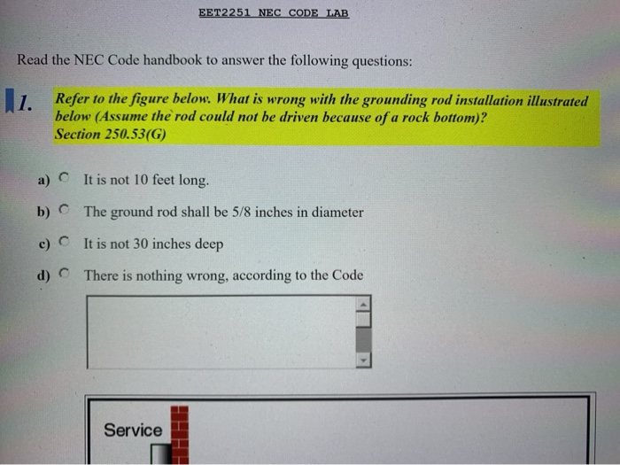 Solved EET2251 NEC CODE LAB Read the NEC Code handbook to | Chegg.com