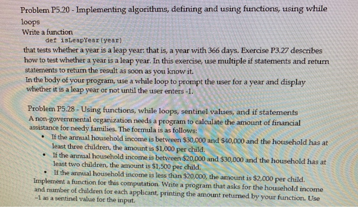 Solved Problem P5.20 - Implementing algorithms, defining and | Chegg.com