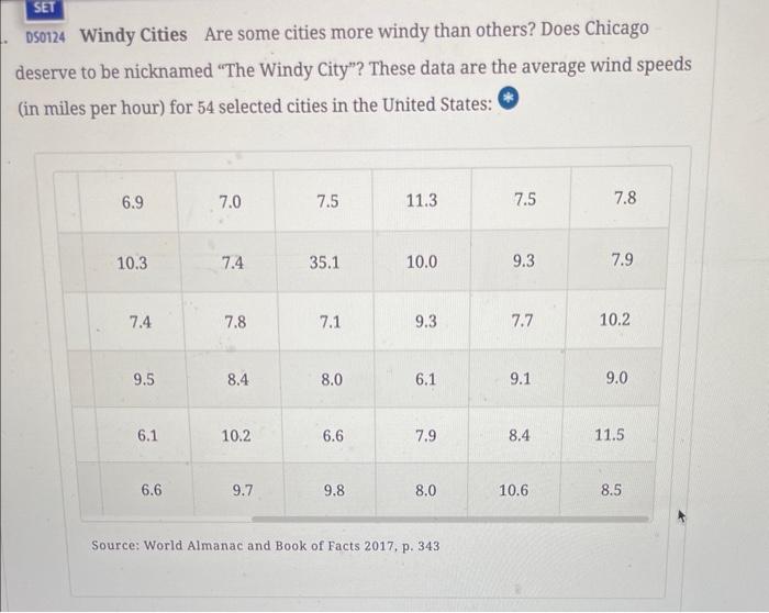 Solved In problem 31 on page 34 , what is the median? (Windy | Chegg.com