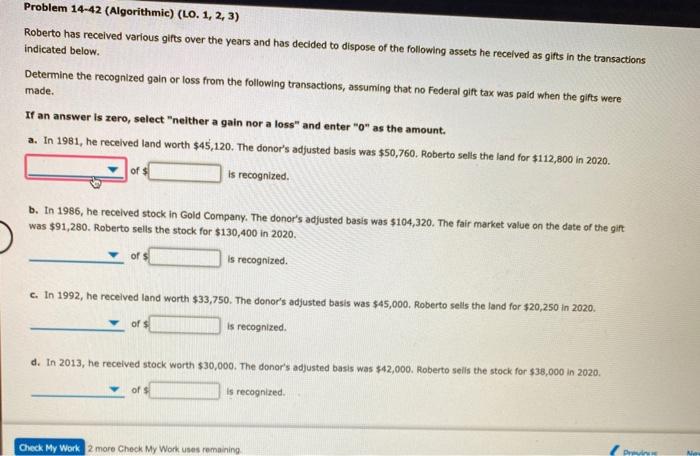 Solved Problem 14-39 (Algorithmic) (LO. 1, 2, 3) Kevin | Chegg.com