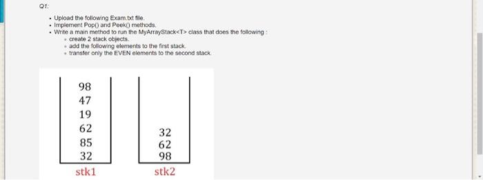 Solved Q1; - Upload the following Exam.bxt file. - Implement | Chegg.com