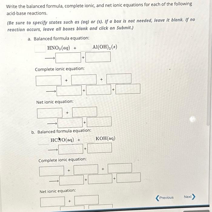 Solved Write the balanced formula, complete ionic, and net | Chegg.com