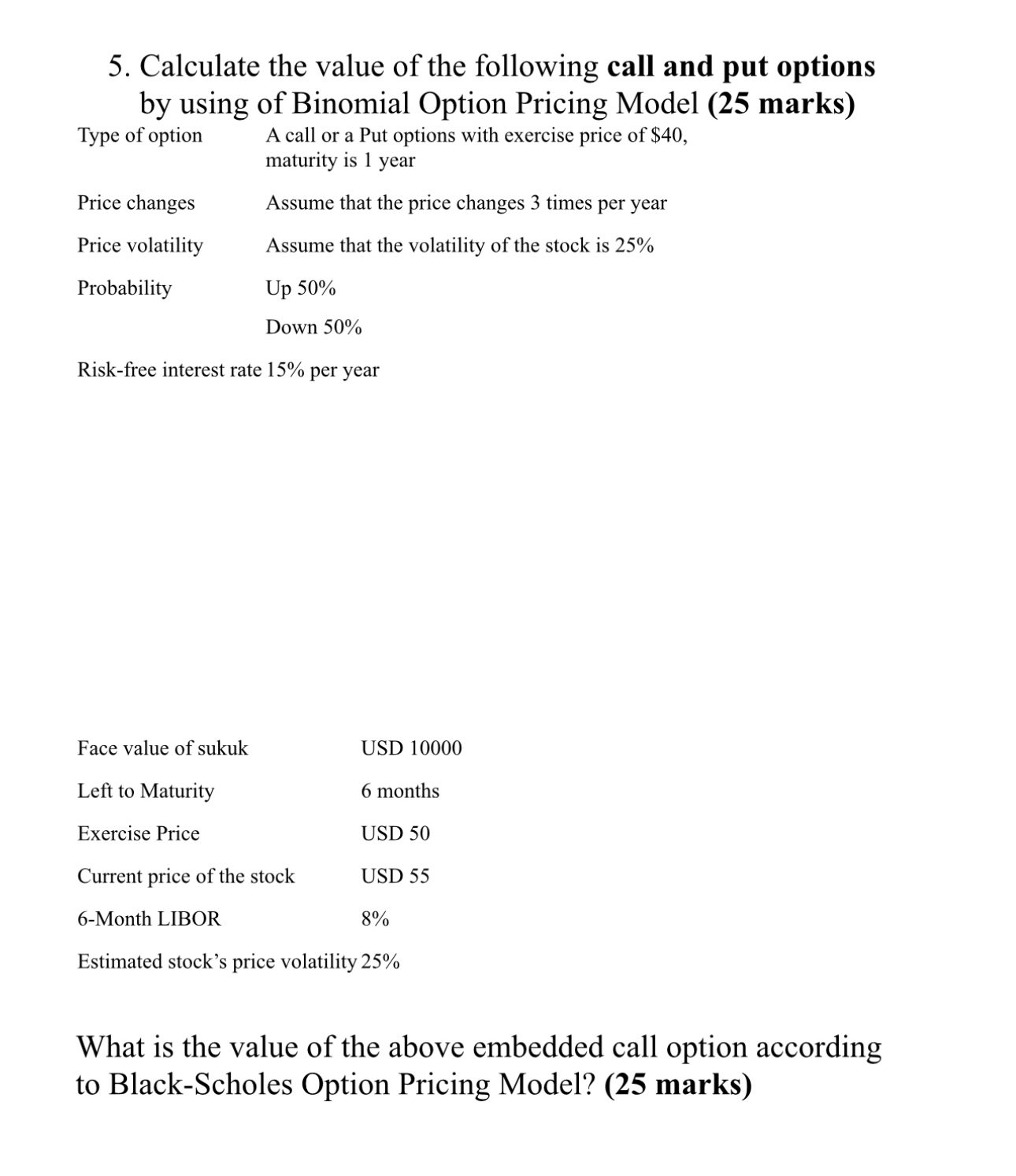 Solved Calculate the value of the following call and put | Chegg.com