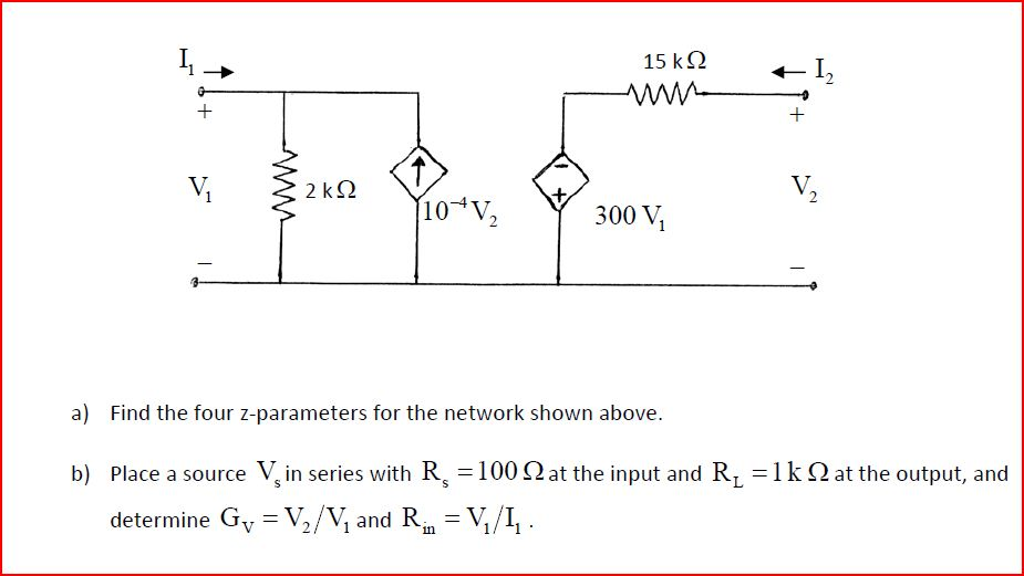Solved Find the four z-parameters for the network shown | Chegg.com
