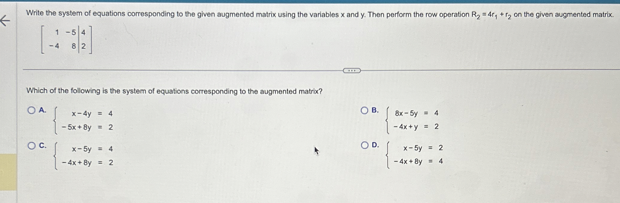 Solved Write the system of equations corresponding to the | Chegg.com