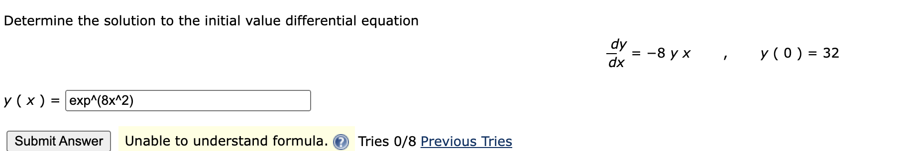 Solved Determine the solution to the initial value | Chegg.com