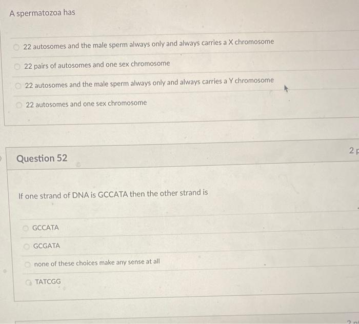 Solved A spermatozoa has 22 autosomes and the male sperm | Chegg.com