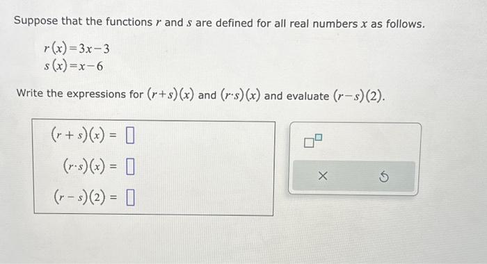 Solved Suppose that the functions r and s are defined for | Chegg.com