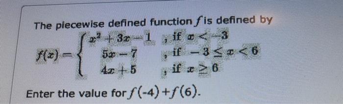 Solved The piecewise defined function f is defined by | Chegg.com