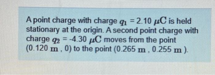 Solved A point charge with charge q1=2.10μC is held | Chegg.com