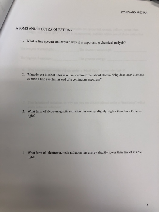 Solved ATOMS AND SPECTRA ATOMS AND SPECTRA QUESTIONS: 1. | Chegg.com