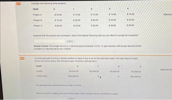 Solved Consider the following three projects: Suppose that | Chegg.com