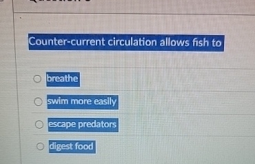 Solved Counter-current circulation allows fish tobreatheswim | Chegg.com