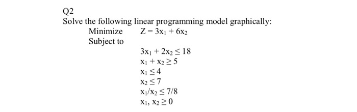 Solved Q2 Solve the following linear programming model | Chegg.com
