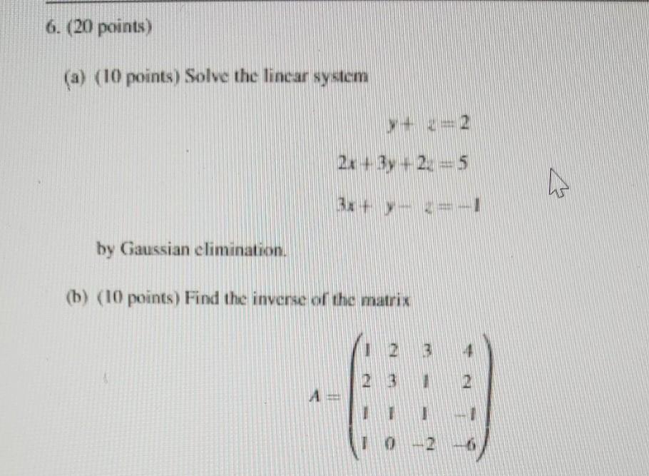 Solved 6. (20 points) (a) (10 points) Solve the linear | Chegg.com Solved 6. (20 points) (a) (10 points) Solve the linear | Chegg.com
