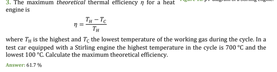 Solved 3. The maximum theoretical thermal efficiency n for a | Chegg.com