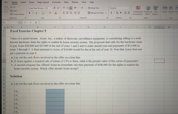 Solved File Home Insert Draw Page Layout Formulas Data | Chegg.com
