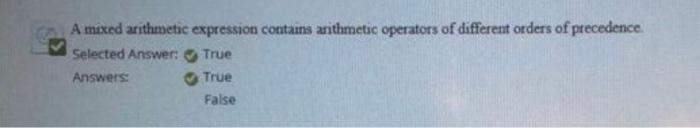 Solved A mixed arithmetic expression contains anthmetic | Chegg.com