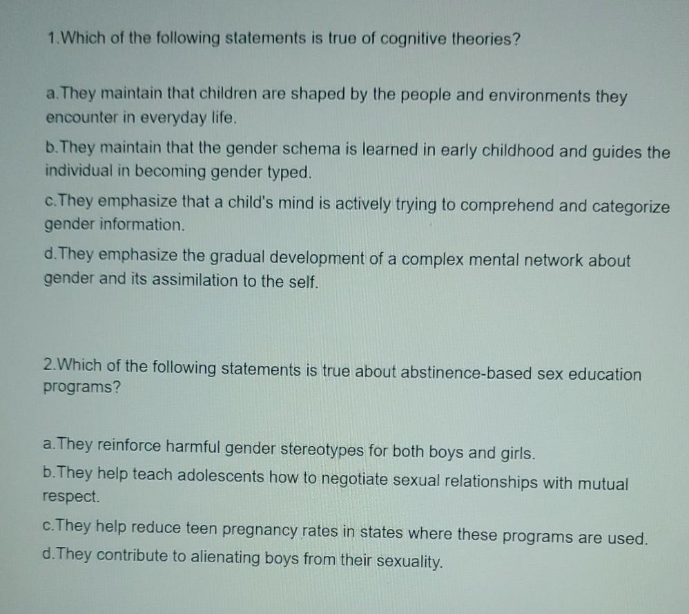 Solved 1. Which of the following statements is true of | Chegg.com