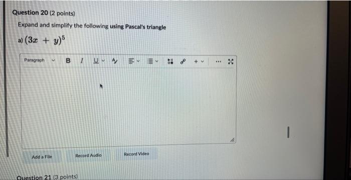 Solved Expand and simplify the following using Pascal's | Chegg.com